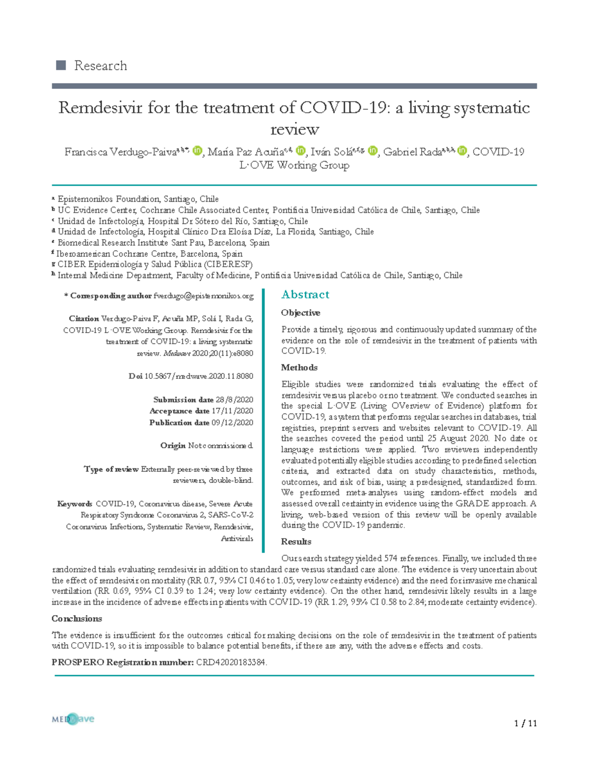 Remdesivir for COVID-19 Treatment: A Living Systematic Review - Studocu