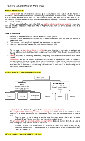 Macro Skills teaching - WHAT ARE THE 5 MACRO-SKILLS IN ENGLISH Macro ...