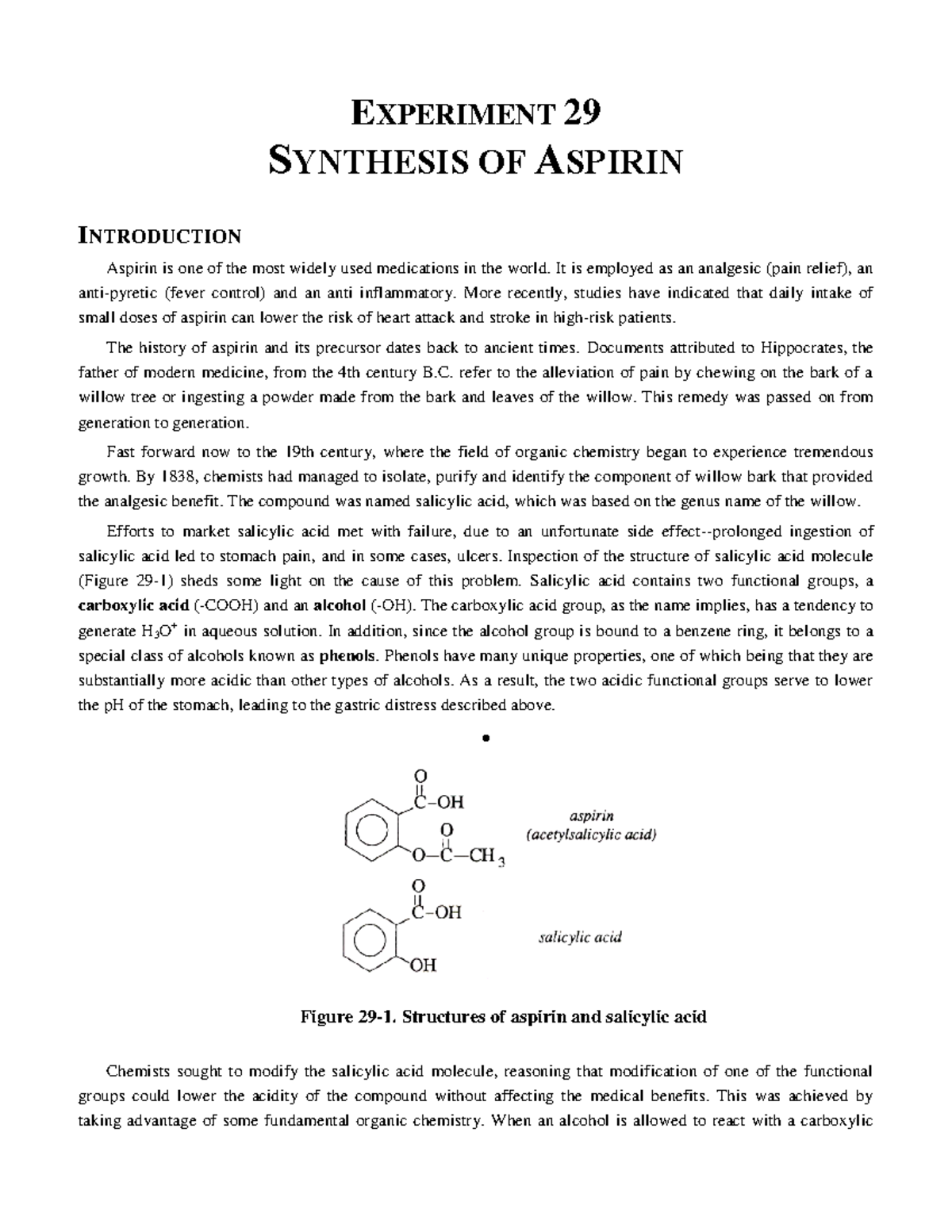 Chem 1041 - Aspirin Lab: Synthesis and Analysis of Aspirin - Studocu