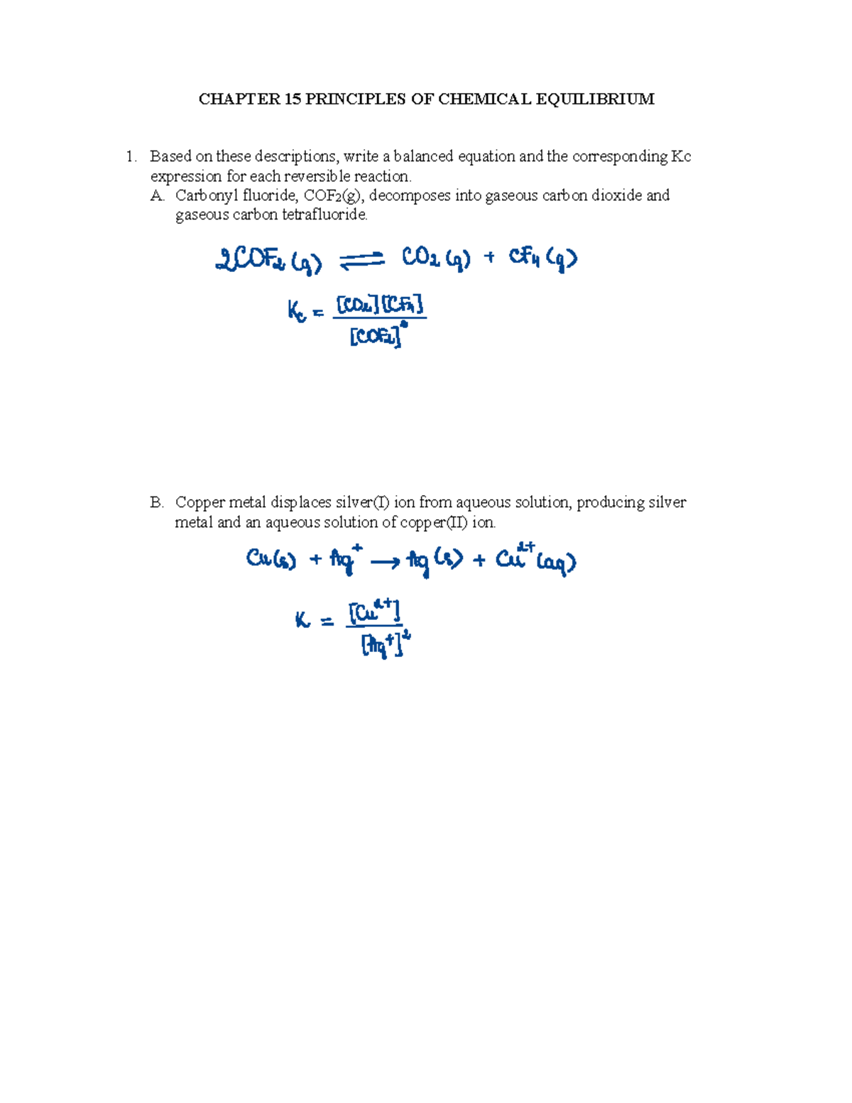 Chapter 15 In-Class Examples - CHAPTER 15 PRINCIPLES OF CHEMICAL ...