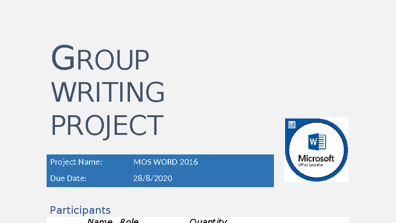 GROUP WRITING PROJECT: MOS WORD 2016 Collaboration Guide - Studocu
