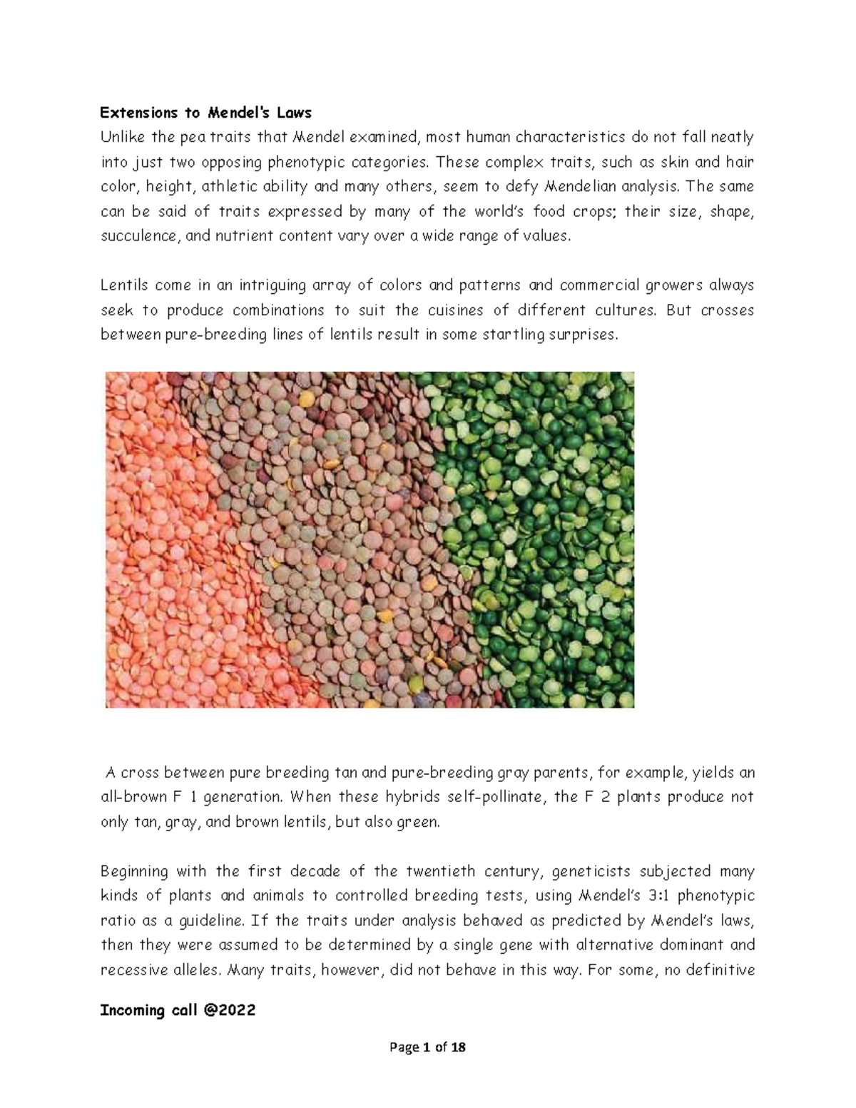 Extensions to Mendelian Genetics: Complex Traits and Inheritance ...