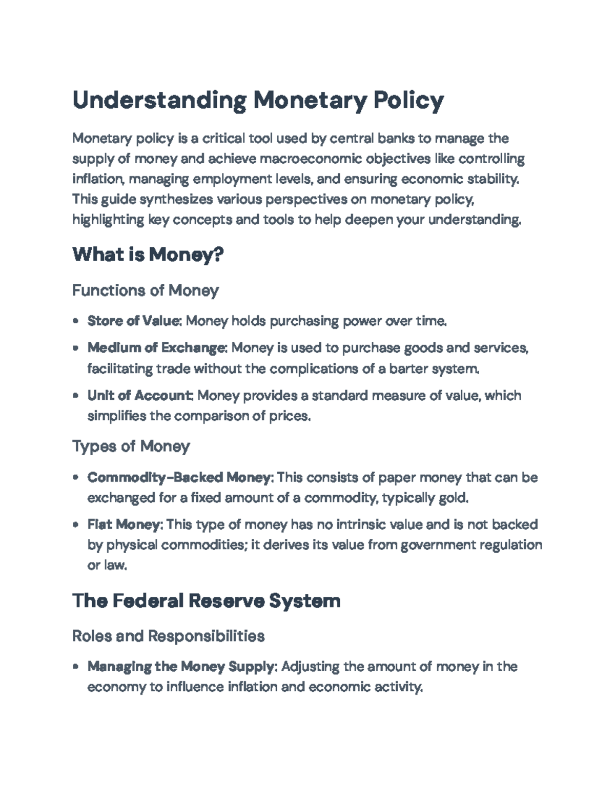 Understanding Monetary Policy: Concepts, Tools, and Implications ...