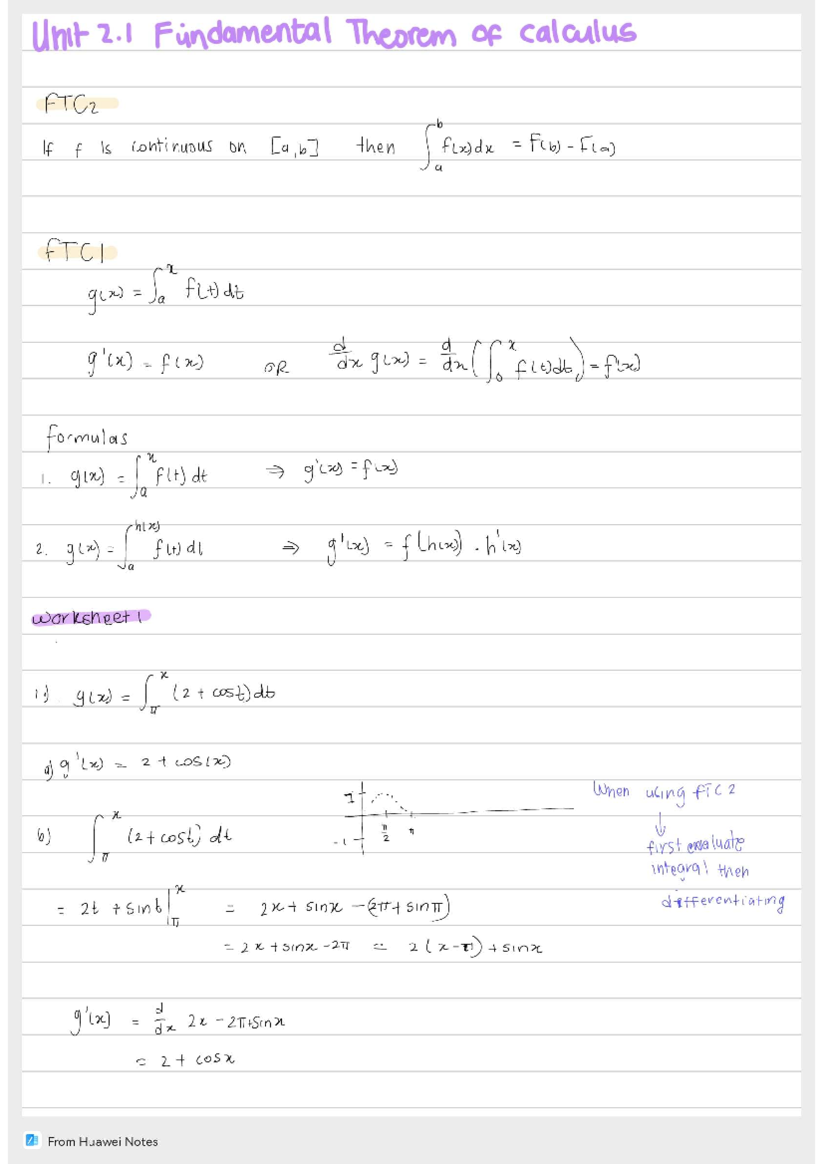 FTC 1 & 2: Fundamental Theorem of Calculus Notes - Studocu