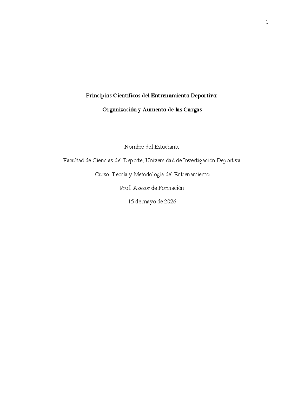 Teoría y Metodología del Entrenamiento Deportivo: Cargas y Principios ...