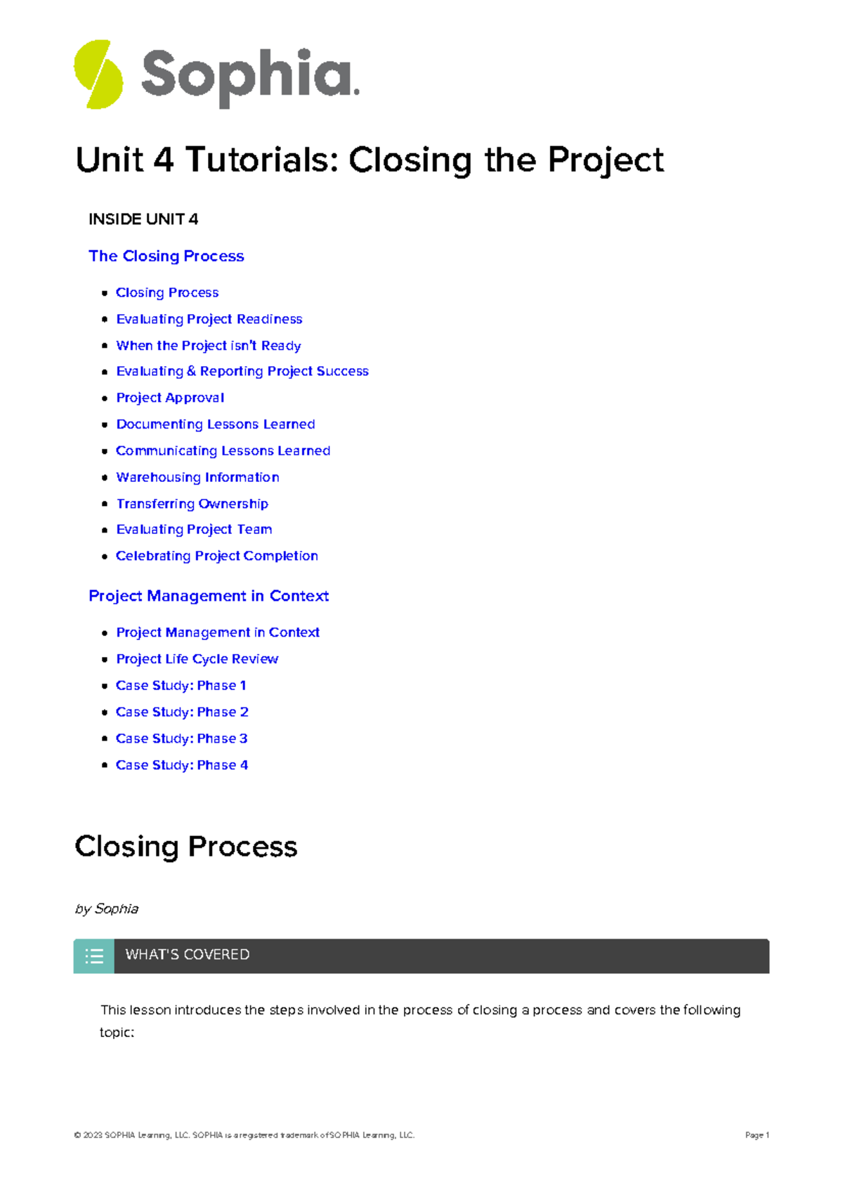 Unit 4 tutorials closing the project - Unit 4 Tutorials: Closing the ...