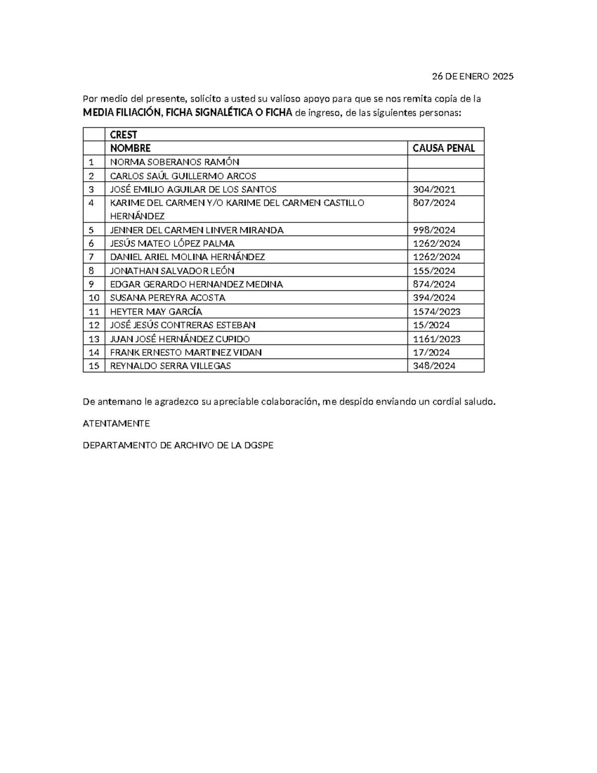 Solicitud Creset DE Boletas DE Libertad Y Ficha Tecnica - 26 DE ENERO ...