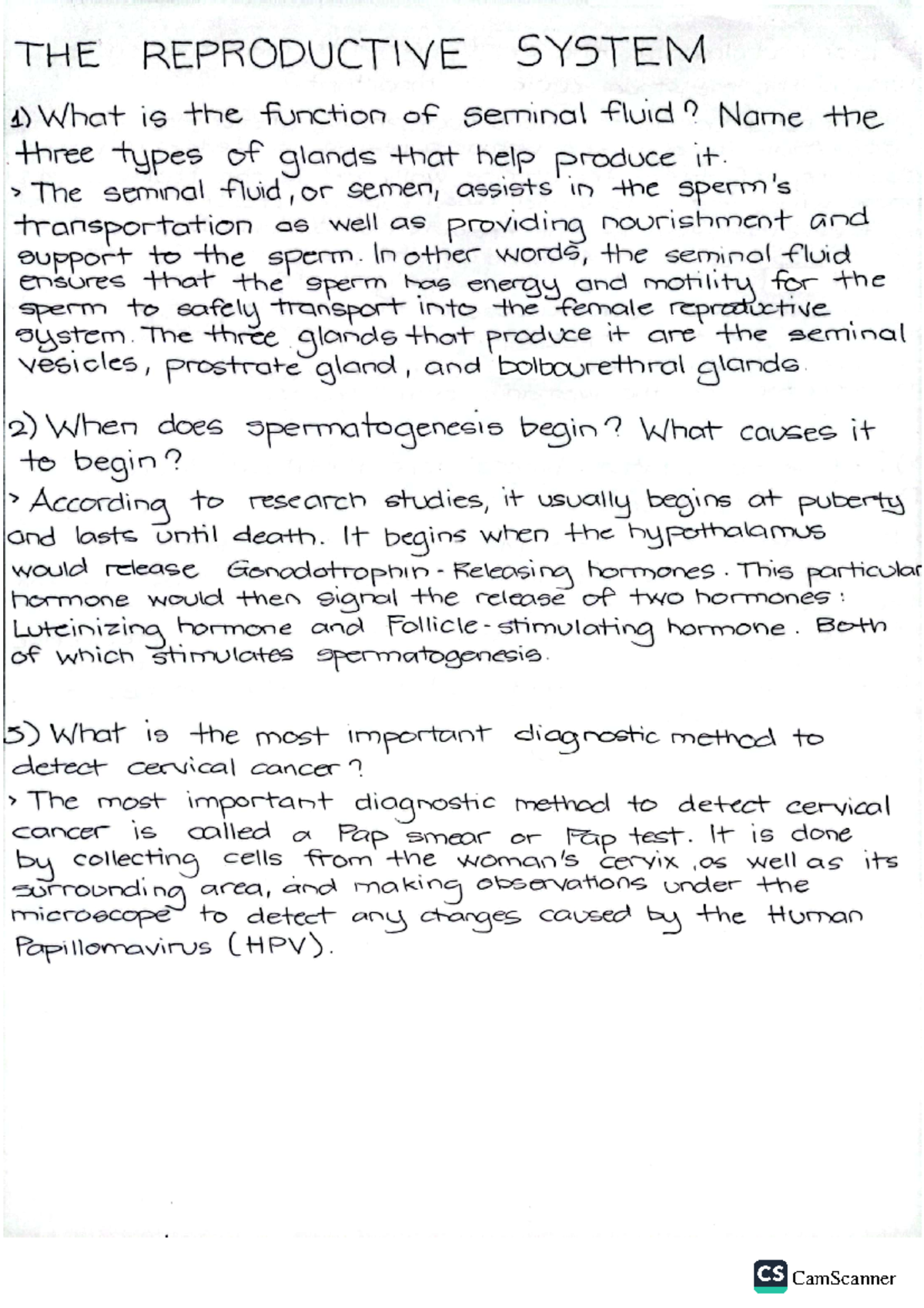 MALE AND Female Reproductive Organs - THE REPRODUCTIVE SYSTEM 1) What is the function of seminal ...