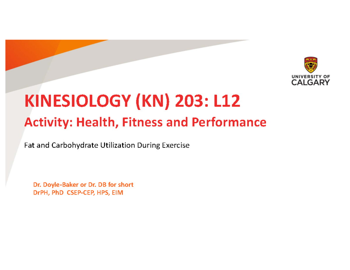 KINESIOLOGY (KN) 203: L12 - Health, Fitness and Performance - Studocu
