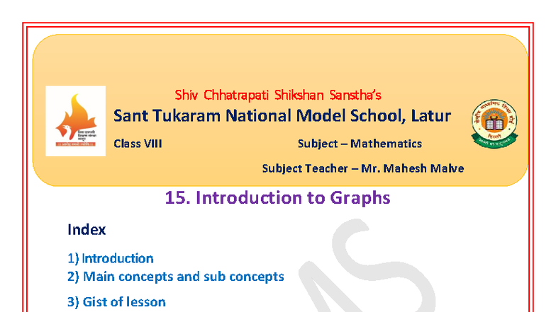 Mathematics Class 8: Introduction to Graphs and Line Graphs - Studocu
