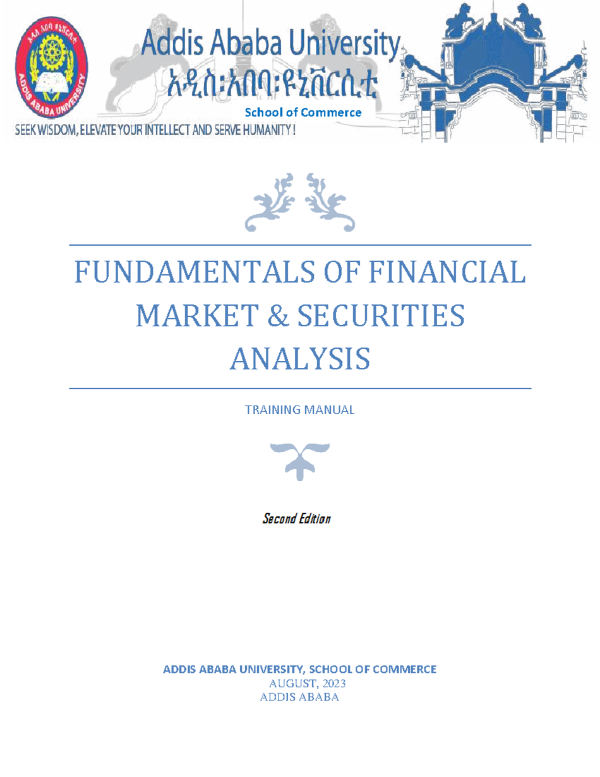 AAU CoBE Fundamentals of Financial Markets & Securities Analysis Manual ...