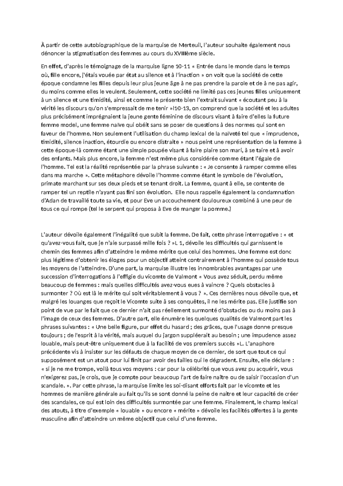 Analyse de "La marquise par elle-même" : Stigmatisation des femmes ...