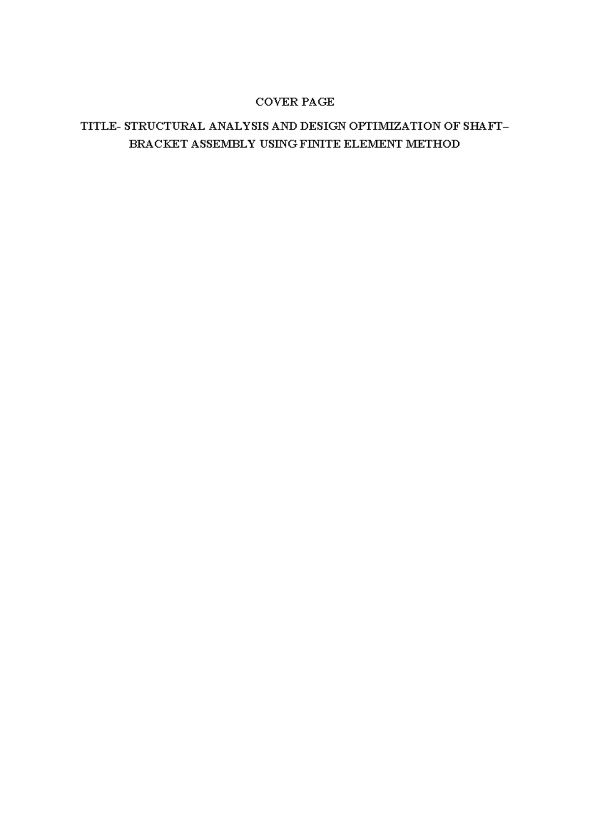 RPT - Structural Analysis & Design Optimization of Bracket Assembly ...