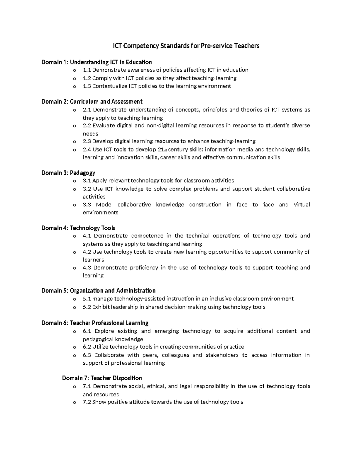 ICT Competency Standards for Pre-Service Teachers: A Comprehensive ...