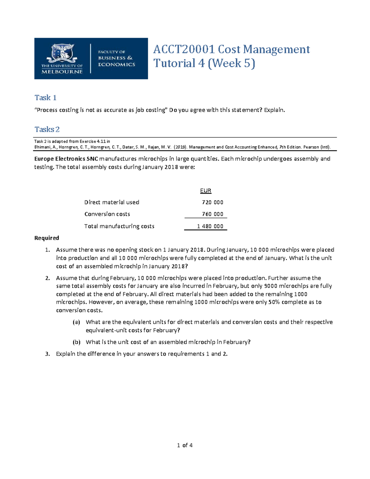CM2025s1 T04 - Cost Management Tutorial 4 - ACCT20001 Cost Management ...