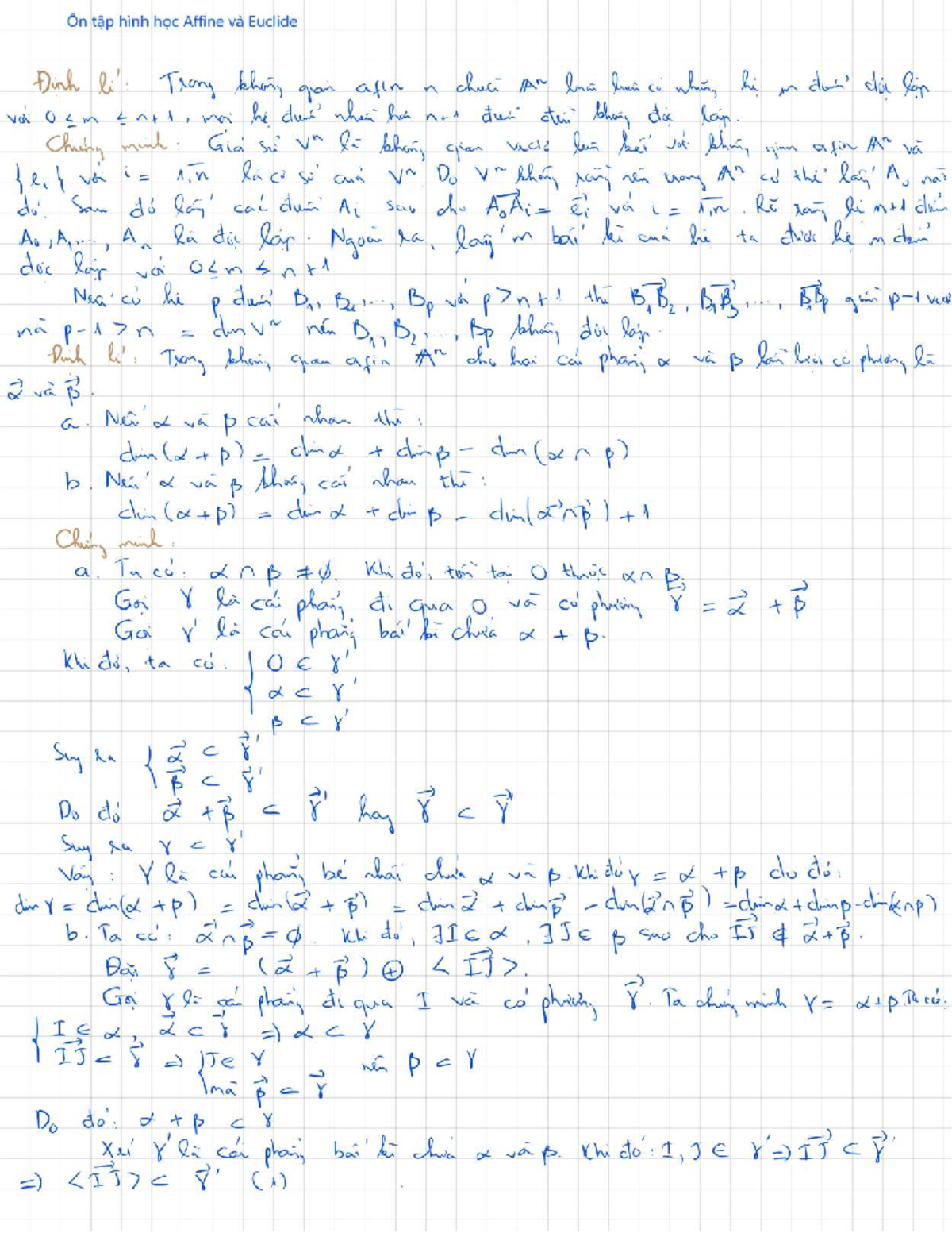Ôn Tập Hình Học Affine và Euclide: Dinh Lý Trong Không Gian Afin N ...