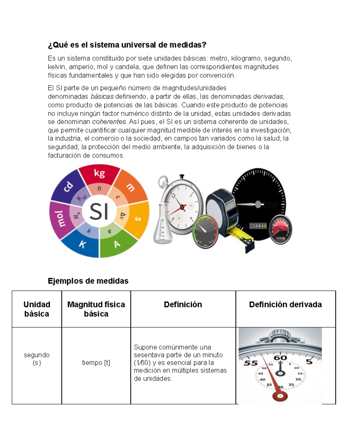 Sistema Universal de Medidas: Unidades Básicas y Derivadas - Studocu