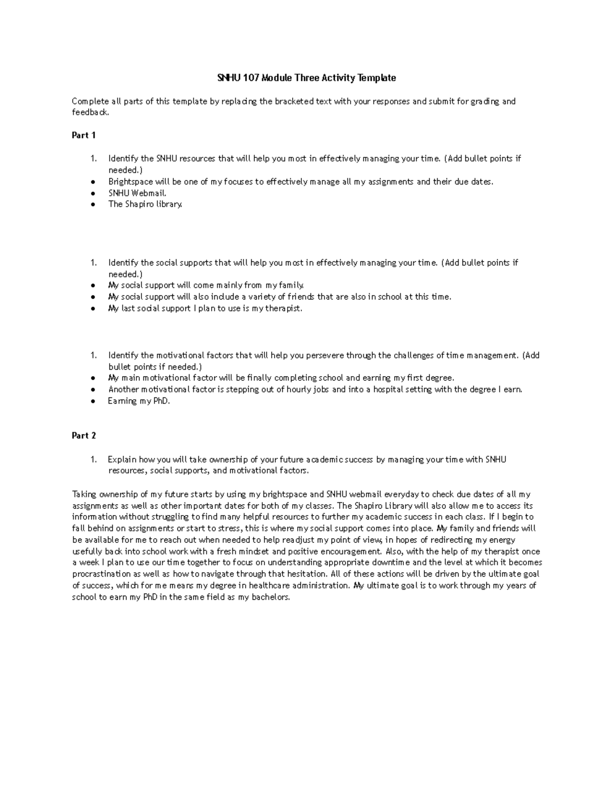 3-2 Activity Template - SNHU 107 Module Three Activity Template ...