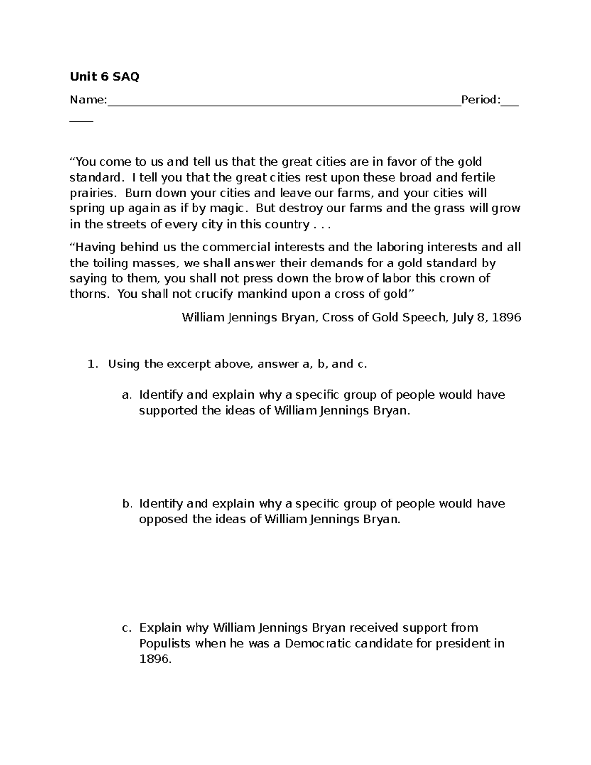 Unit 6-7 SAQ & LEQ Review - AP US History Study Guide - Studocu