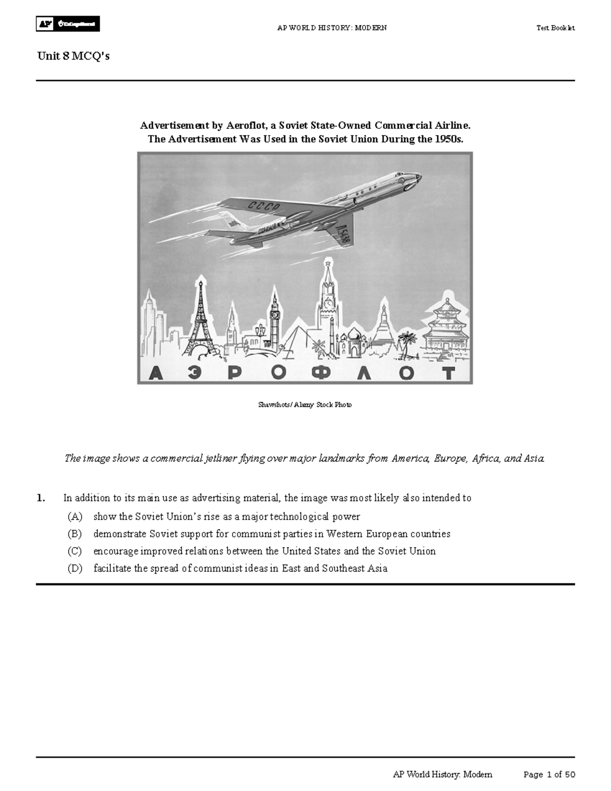 Unit 8 MCQs (114) - AP World History: Modern Exam Preparation - Studocu