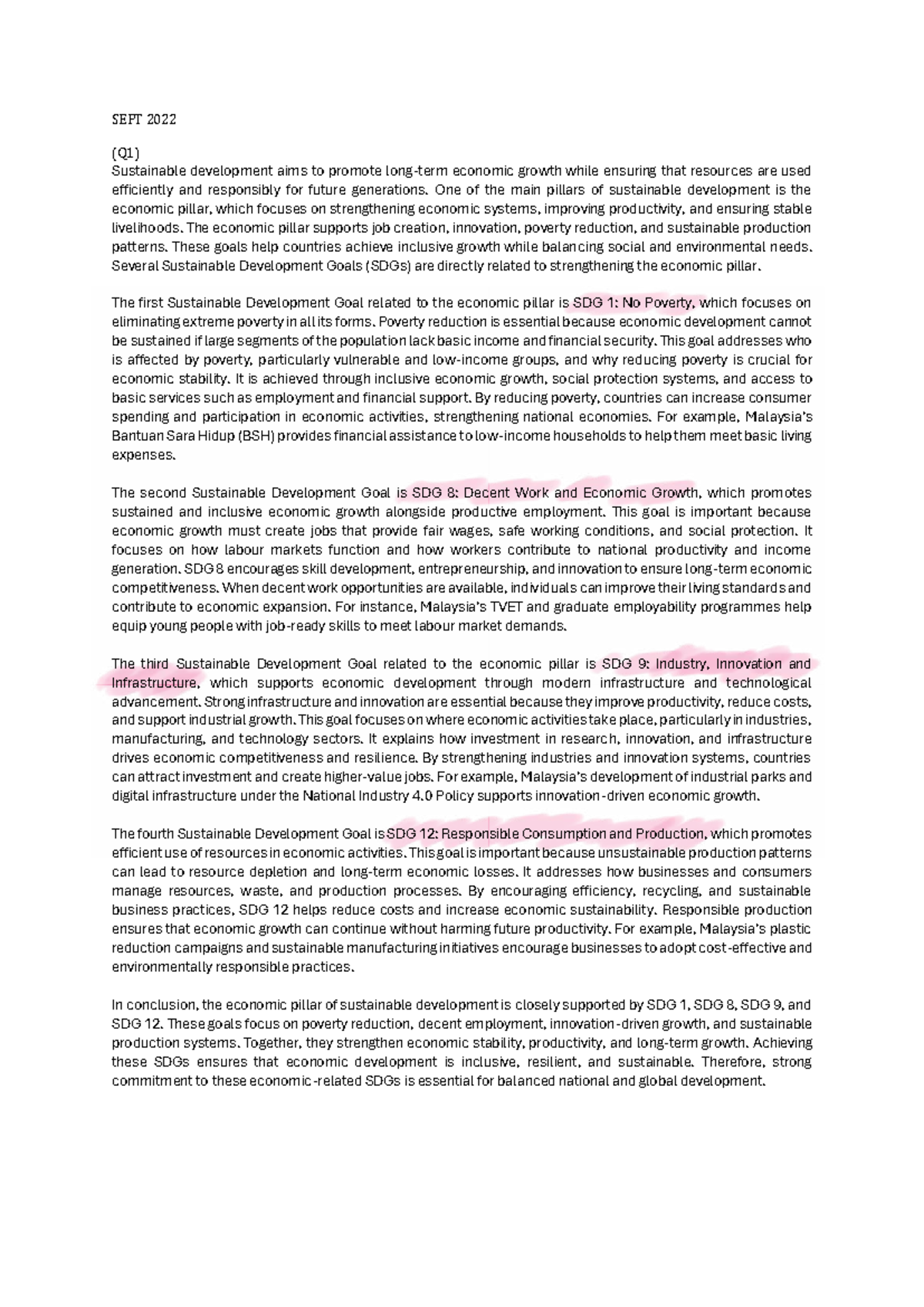 SEPT 2022 (Q1) Sustainable Development: Economic Growth & Challenges ...