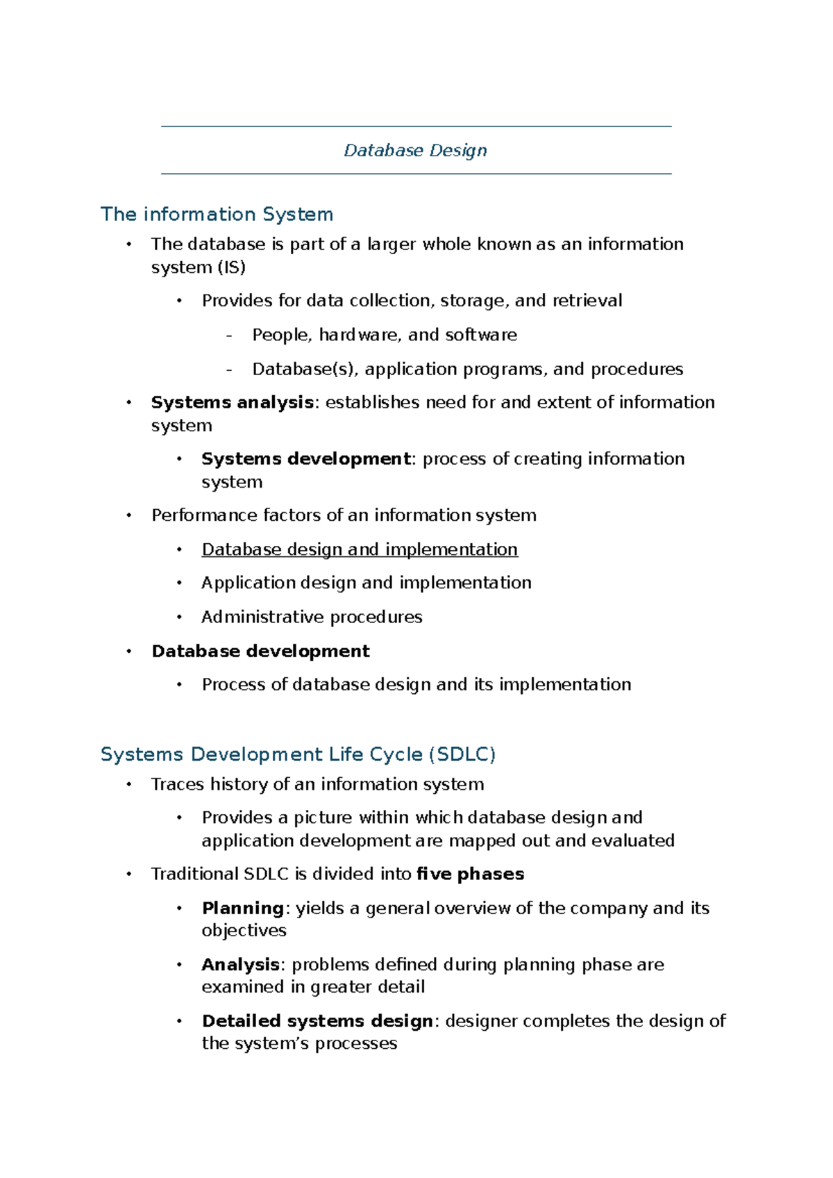 Database Design and Implementation: Study Unit 2 Overview - Studocu