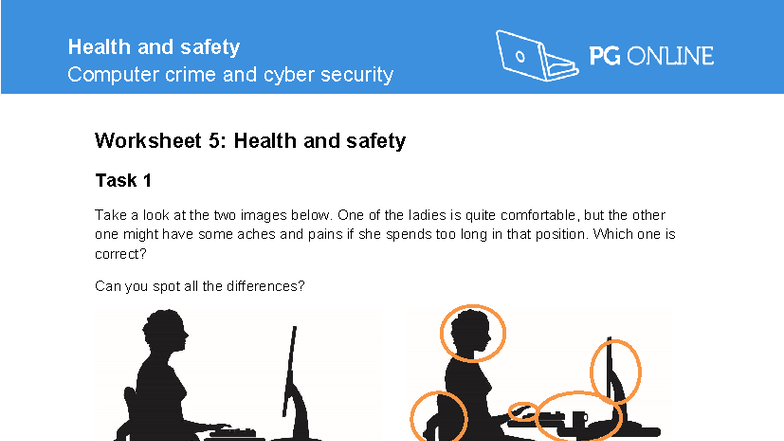 Worksheet 5: Health and Safety in Computer Crime & Cyber Security - Studocu