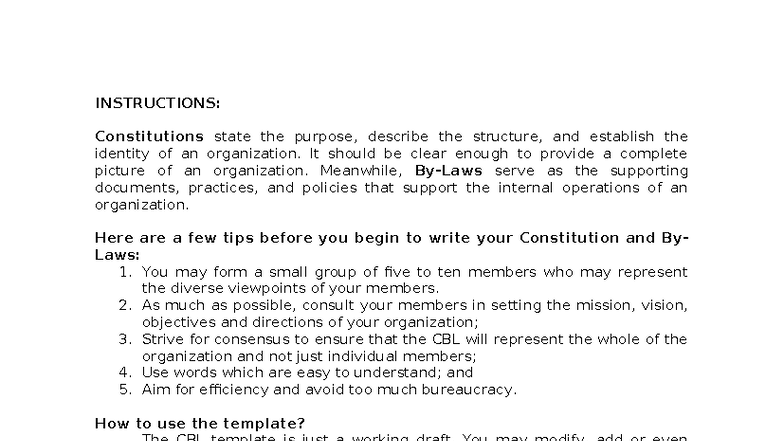 LNHS GSP Constitution and Bylaws: Guidelines for Organization Structure ...