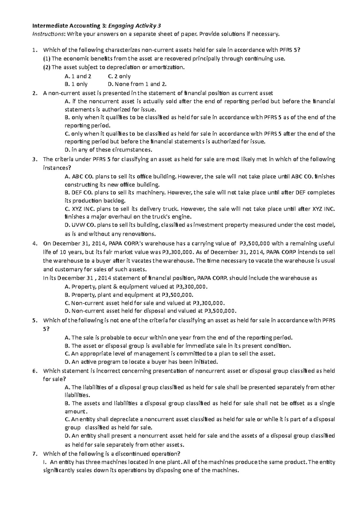 Intermediate Accounting 3: Engaging Activity 3 instructions and ...