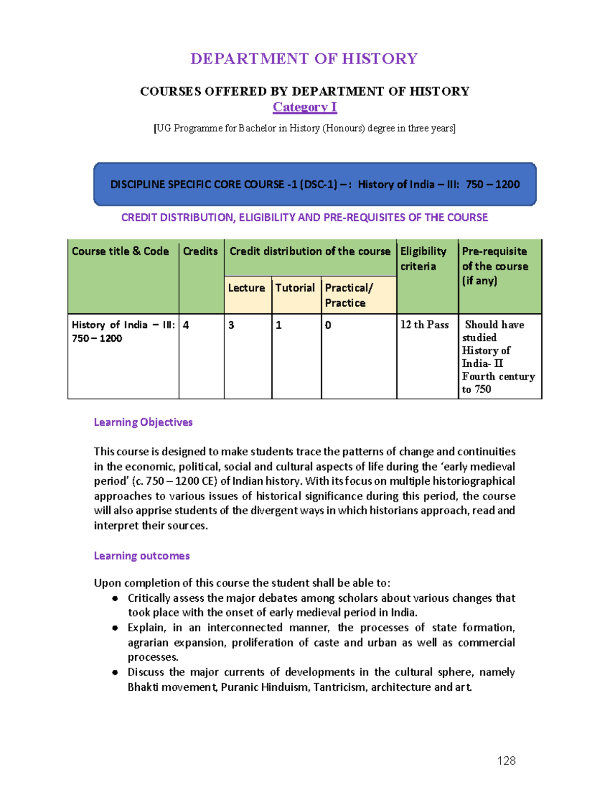 History DSC Sem-3: Core Courses Overview and Syllabus - Studocu