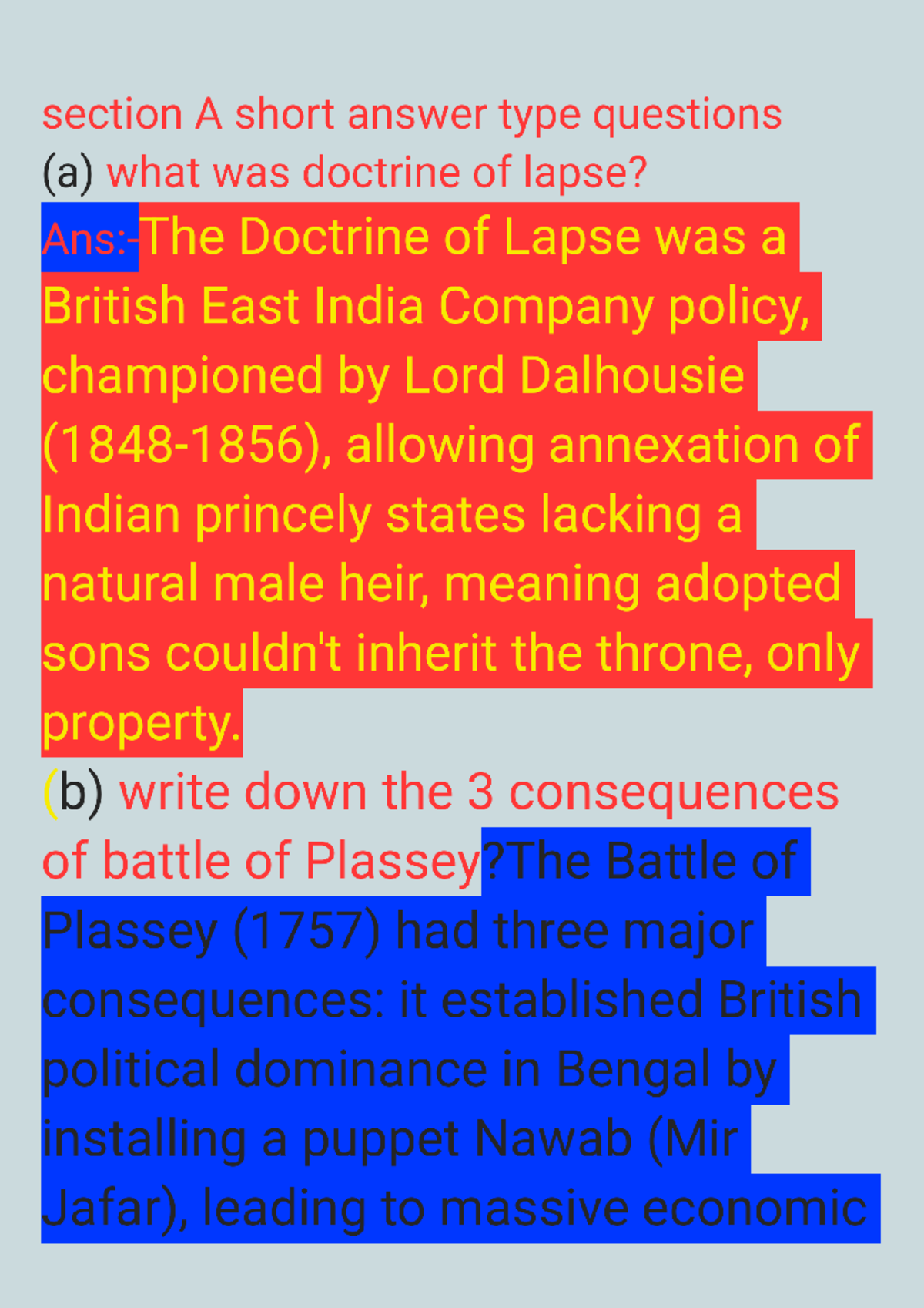 HIST 251: Short Answer Questions on Indian History Topics - Studocu