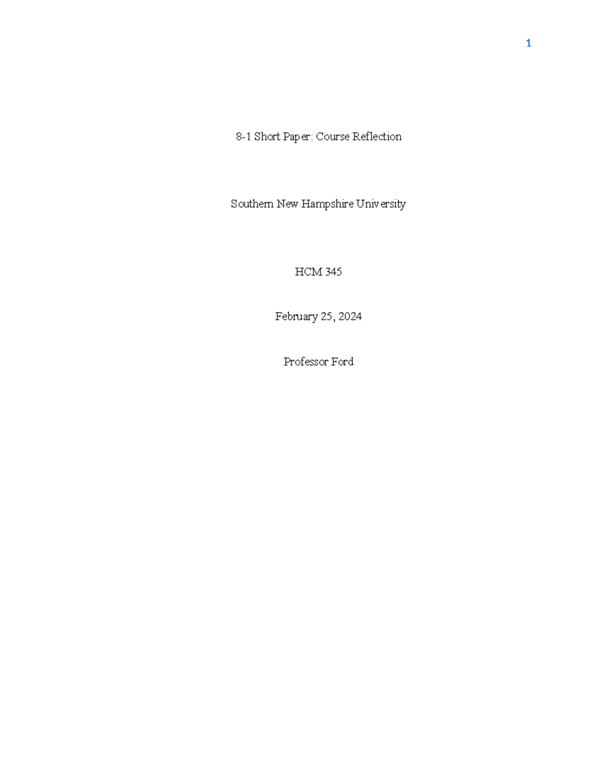 HCM 345 Module 8 Short Paper: Reflection on Revenue Cycle Management ...