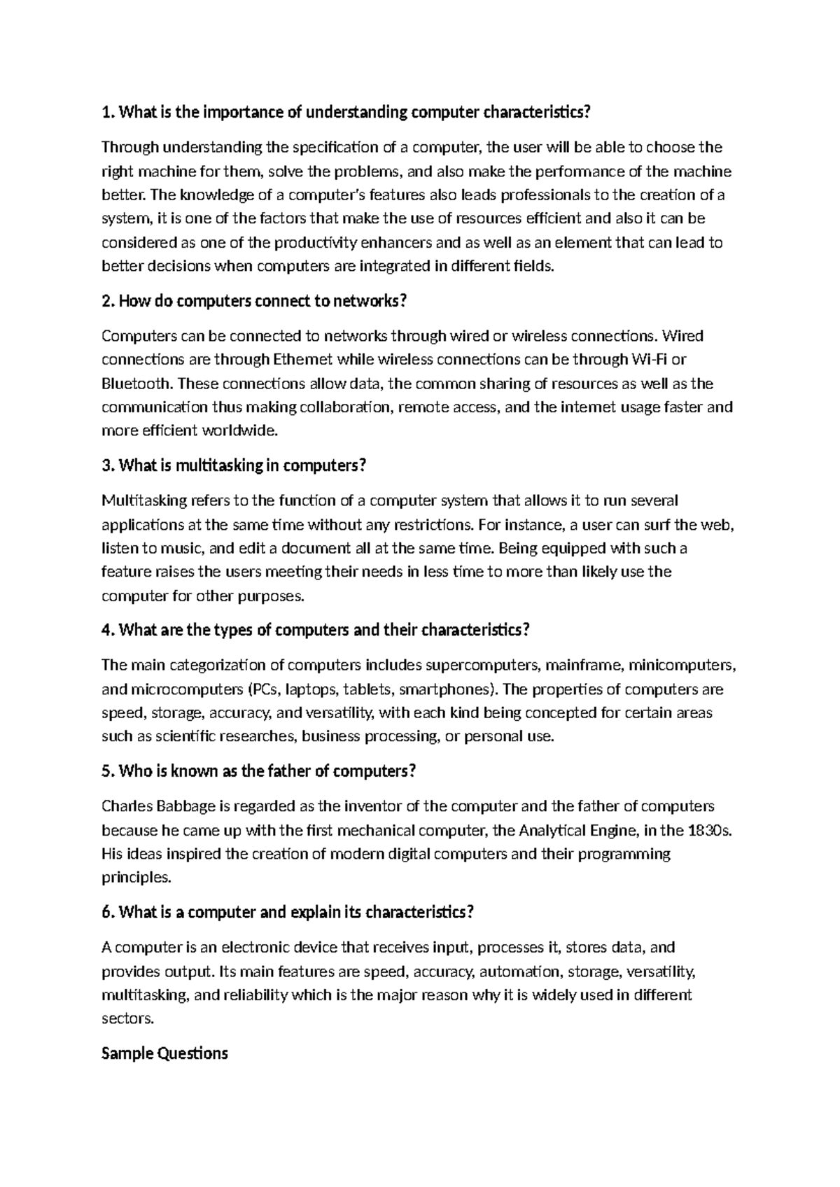 QUIZ - Computer Characteristics and Networking Concepts - Studocu
