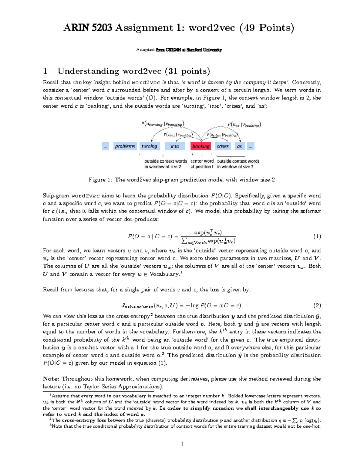 ARIN 5203 Assignment 1: Understanding word2vec and Implementation - Studocu
