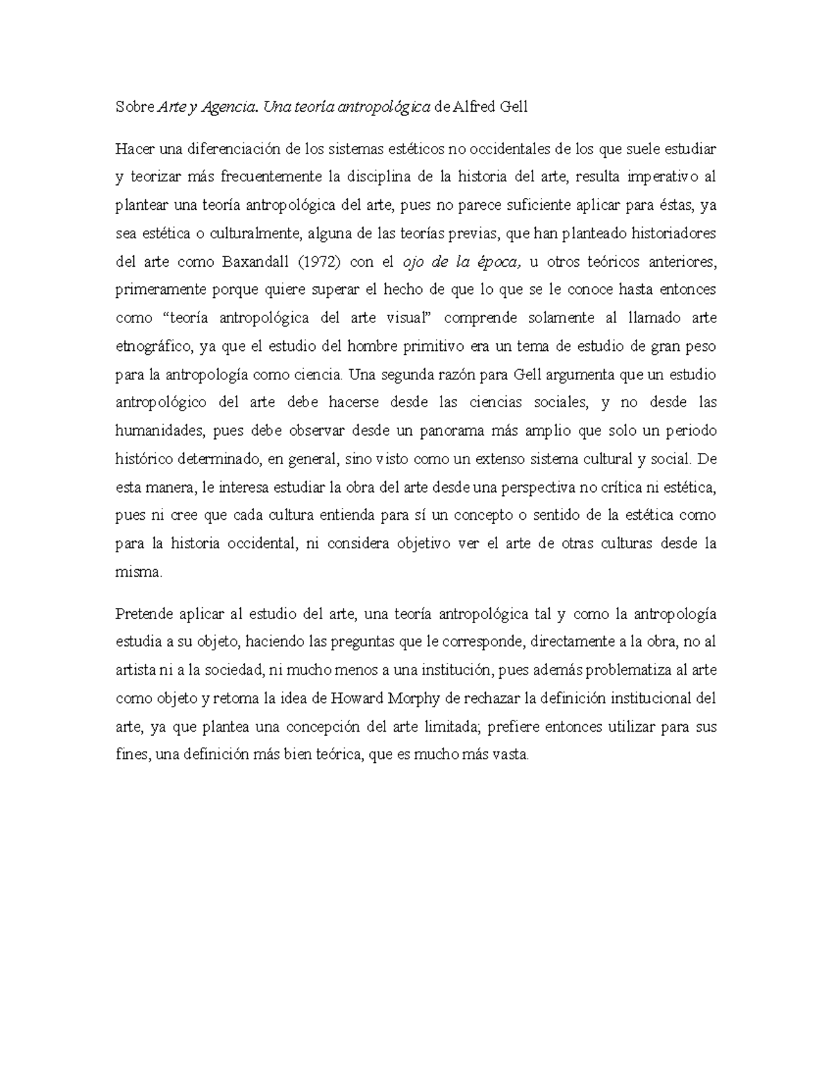 Sobre Arte y Agencia - Una teoría antropológica de Alfred Gell Hacer ...