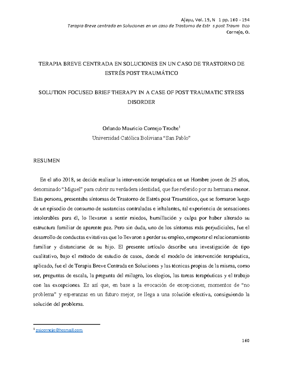 Terapia Breve Centrada en Soluciones para el TEPT: Un Estudio de Caso - Studocu