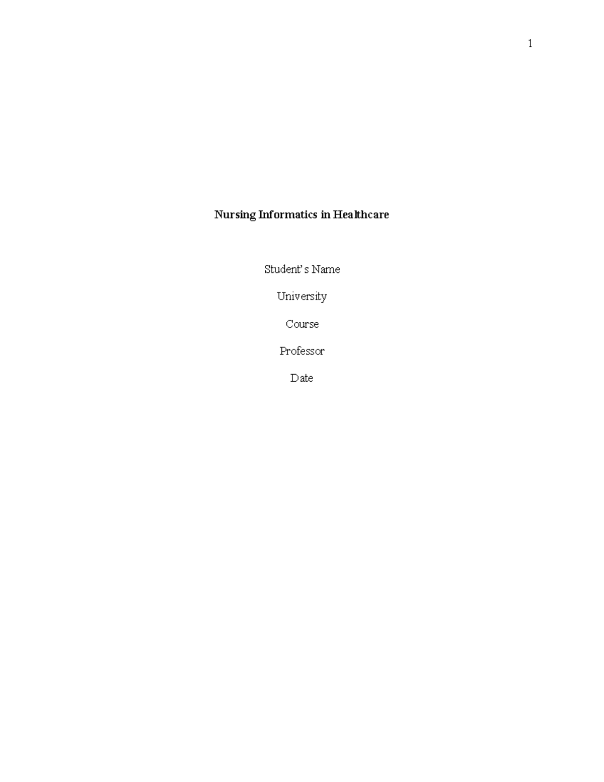 Nursing Informatics in Healthcare - Nursing Informatics in Healthcare ...