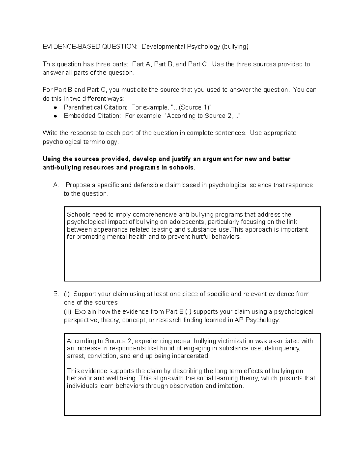 EBQ Answer Sheet: Developmental Psychology (Bullying) - Vivian Phung ...