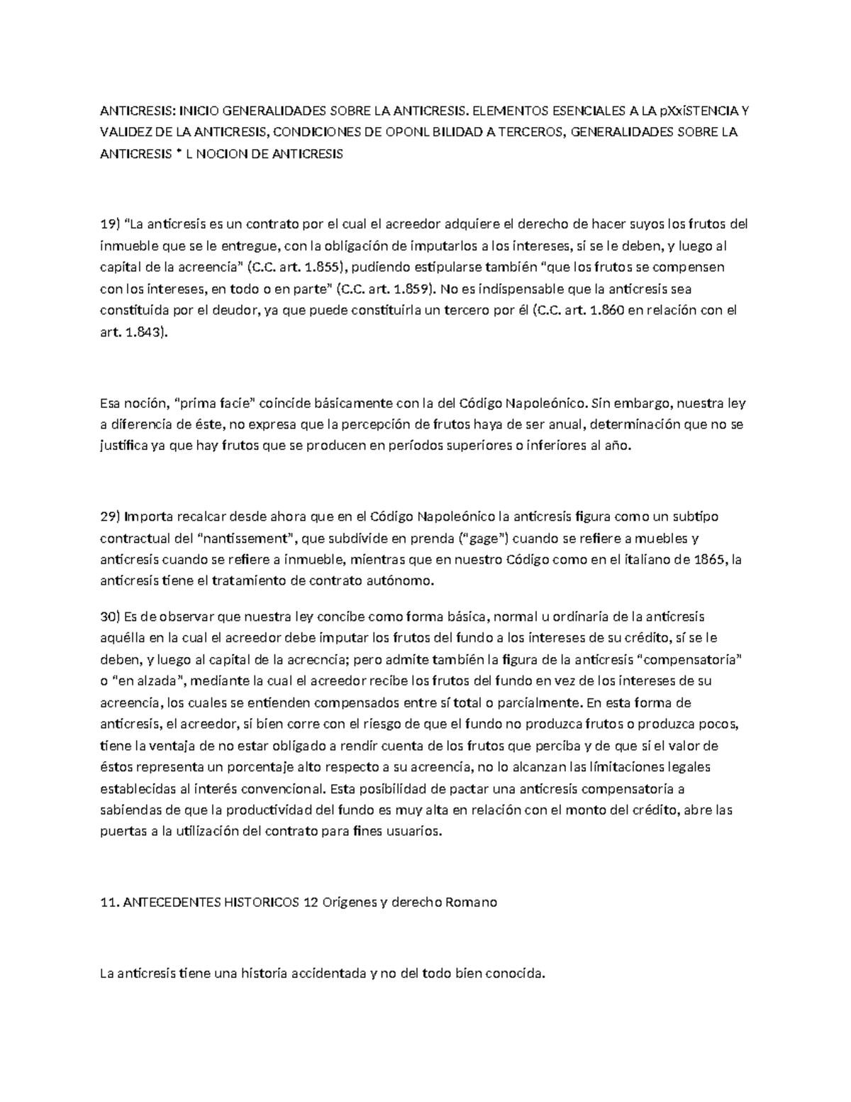 ANTICRESIS: GENERALIDADES Y ELEMENTOS ESENCIALES DEL CONTRATO - Studocu