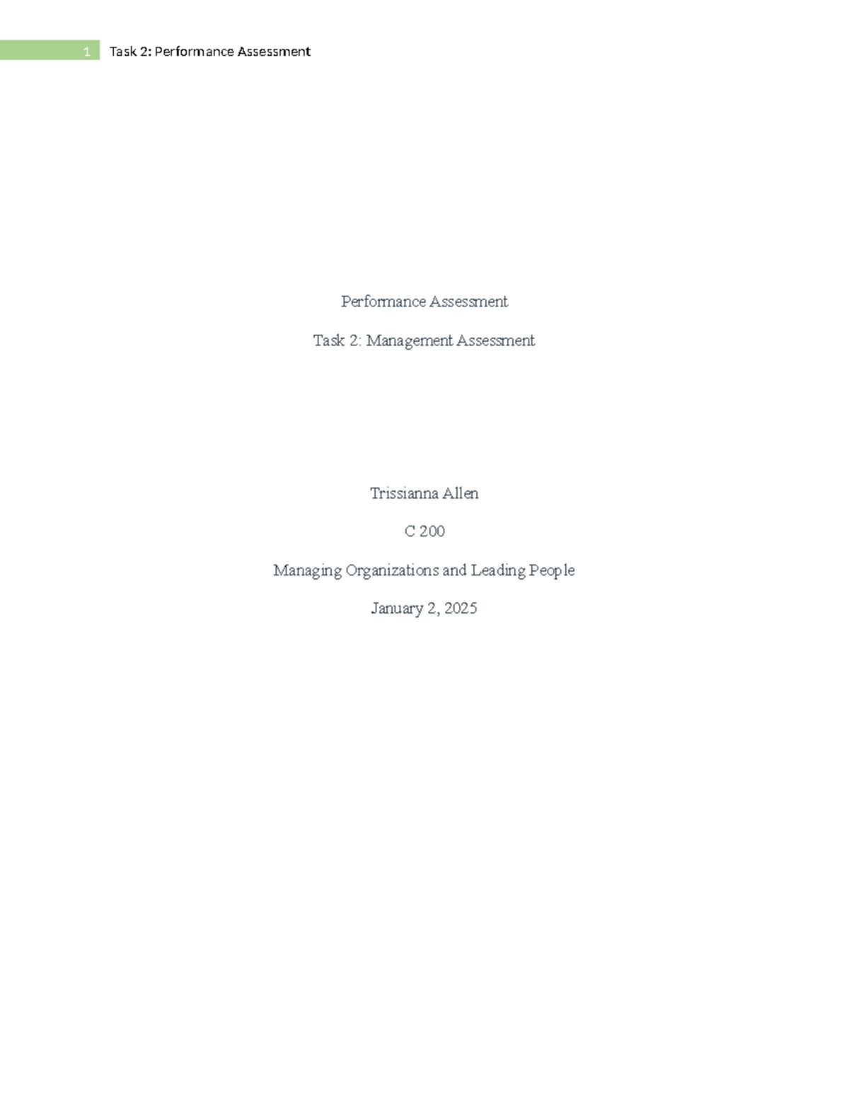 Performance Assessment Edited 2025 - Performance Assessment Task 2 ...