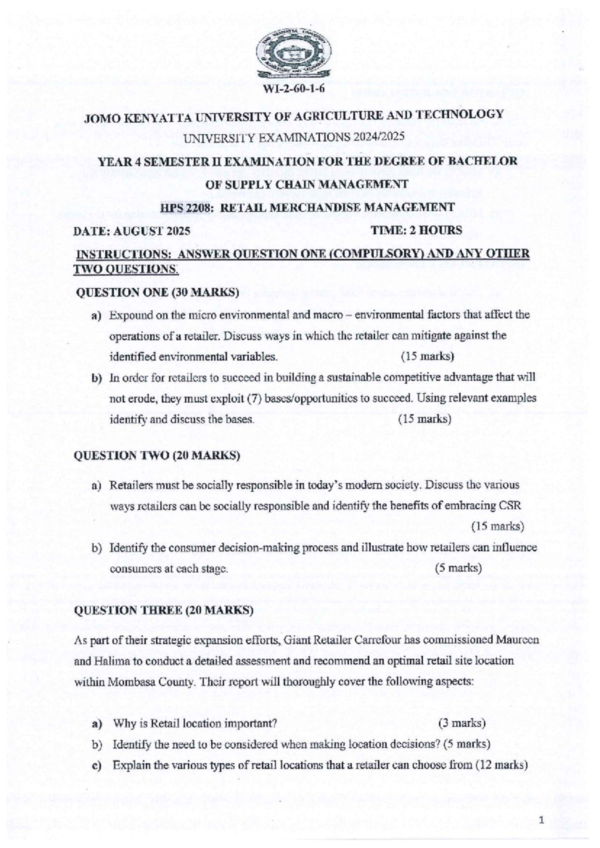 HPS 2208: Retail Merchandise Management Exam - August 2025 - Studocu
