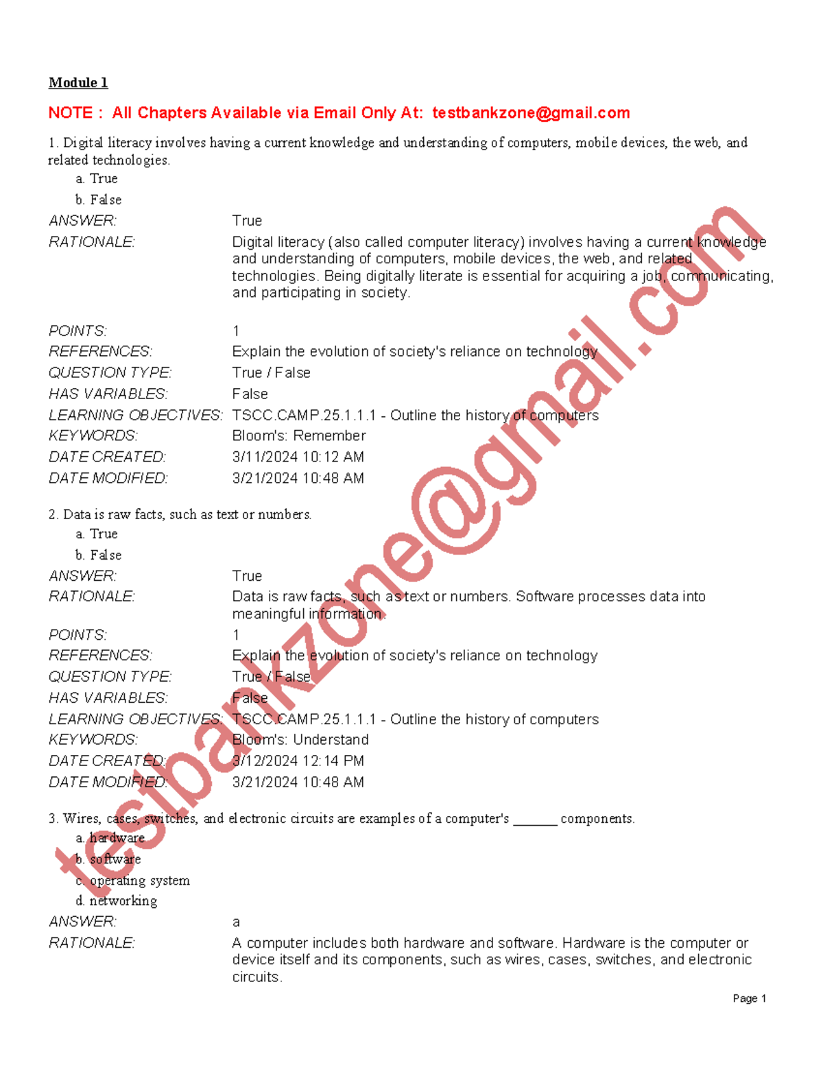 Technology for Success: Computer Concepts Test Bank Solutions (2nd Ed ...
