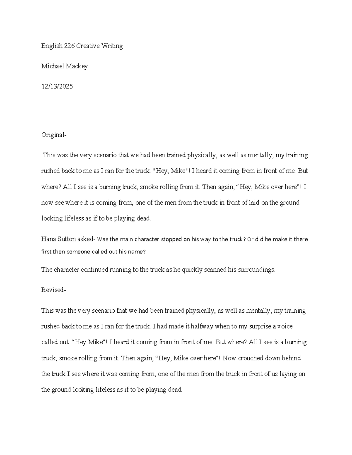 English 226 Creative Writing: Module 7-1 Revision Insights - Studocu