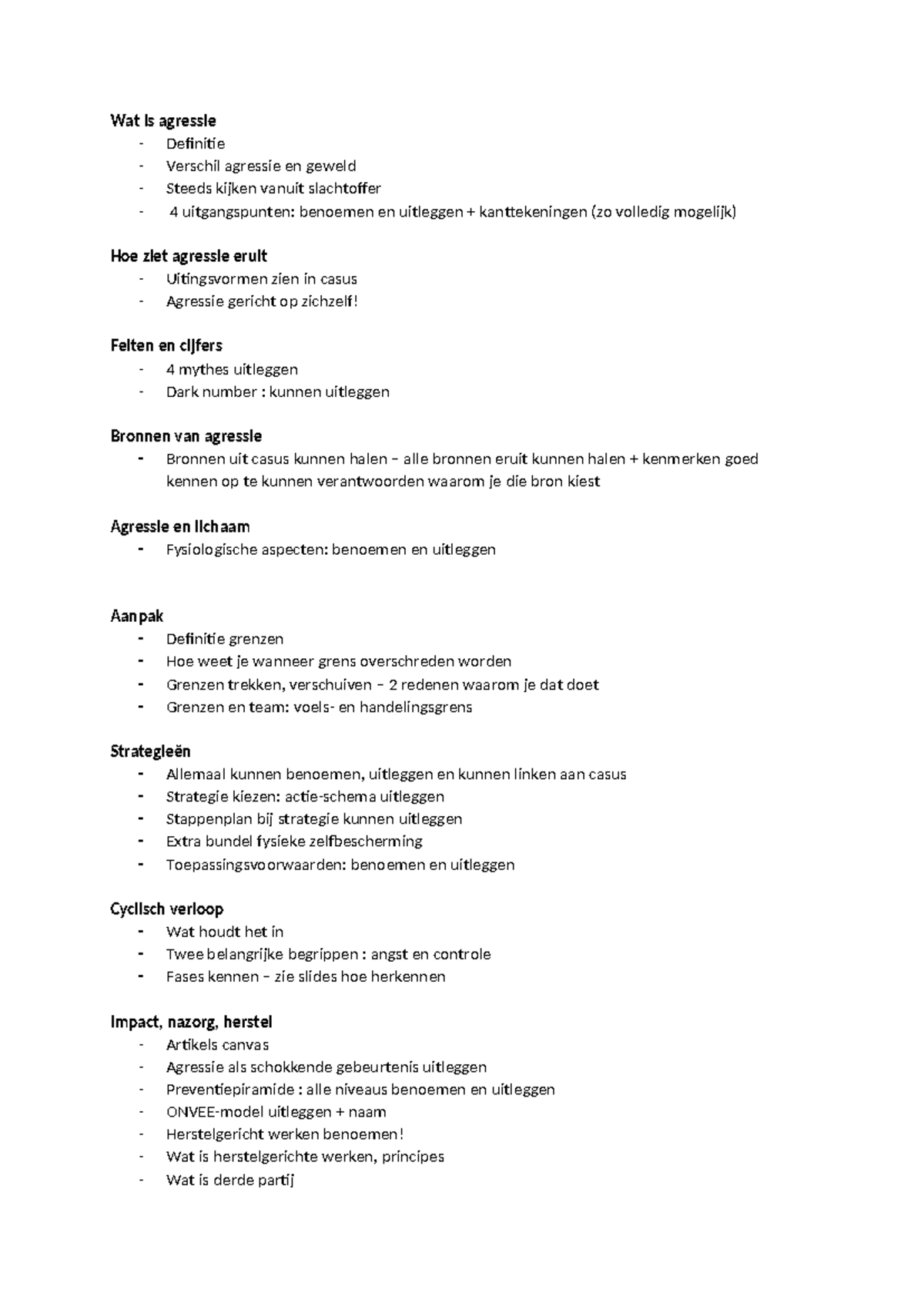 Crisishantering Examen: Agressie, Bronnen en Strategieën Uitleg - Studocu