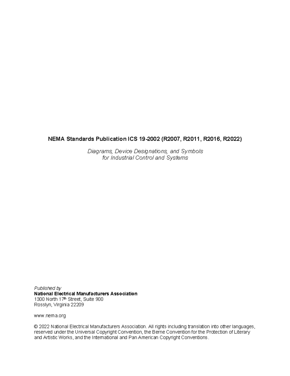 NEMA ICS 19-2002 (R2022) Guide to Diagrams, Device Symbols for ICS ...
