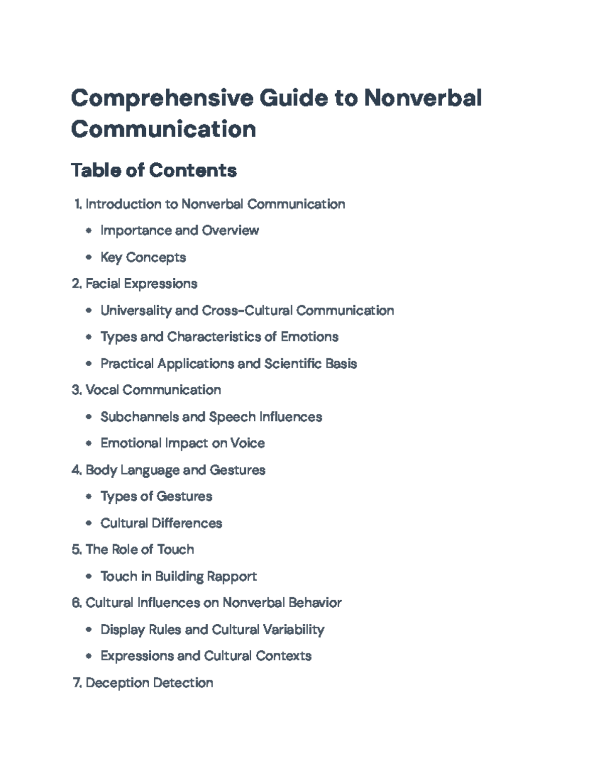 Comprehensive Study Guide on Nonverbal Communication Techniques ...