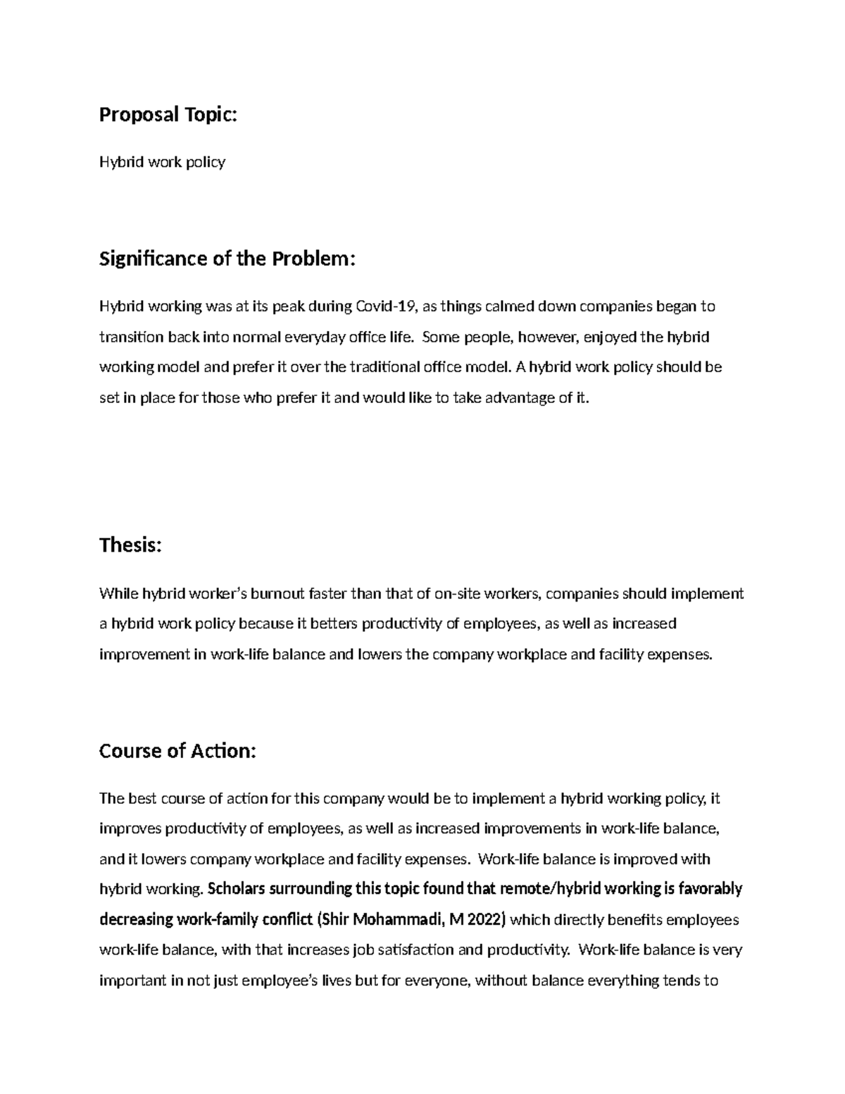 Proposal: Implementing a Hybrid Work Policy for Enhanced Productivity ...