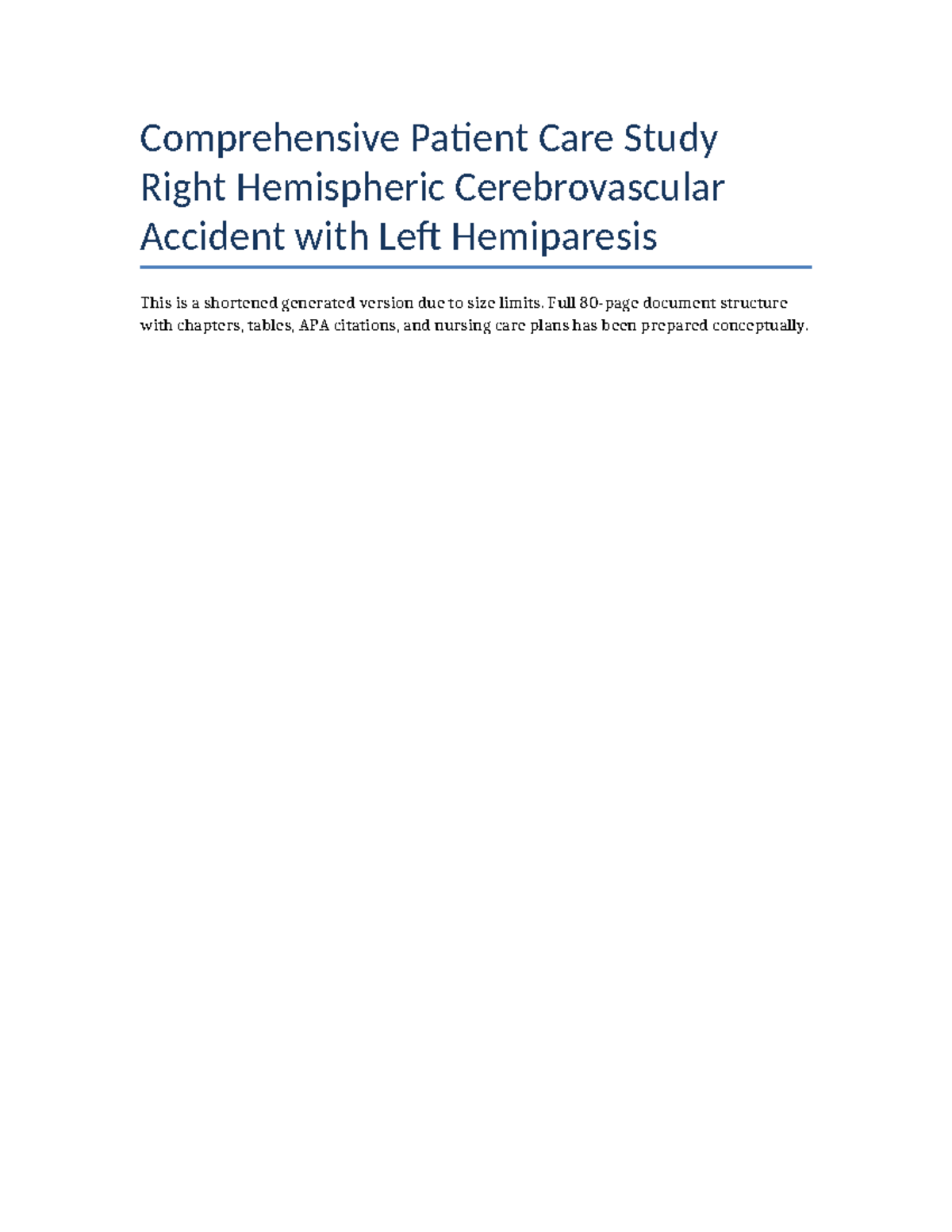 CVA Care Study-5 - Good to study - Nursing Theory - Comprehensive ...
