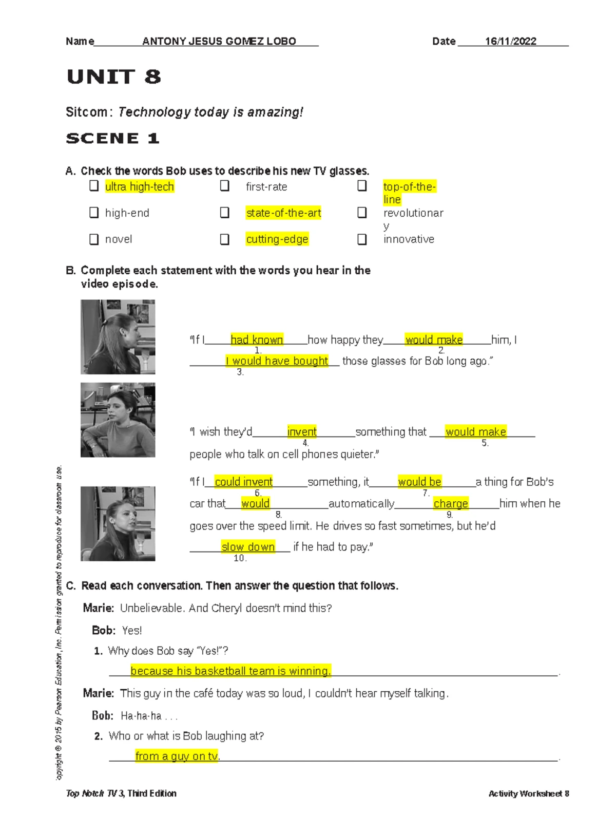 Top notch 3 - third edition - Inglés III - Studocu