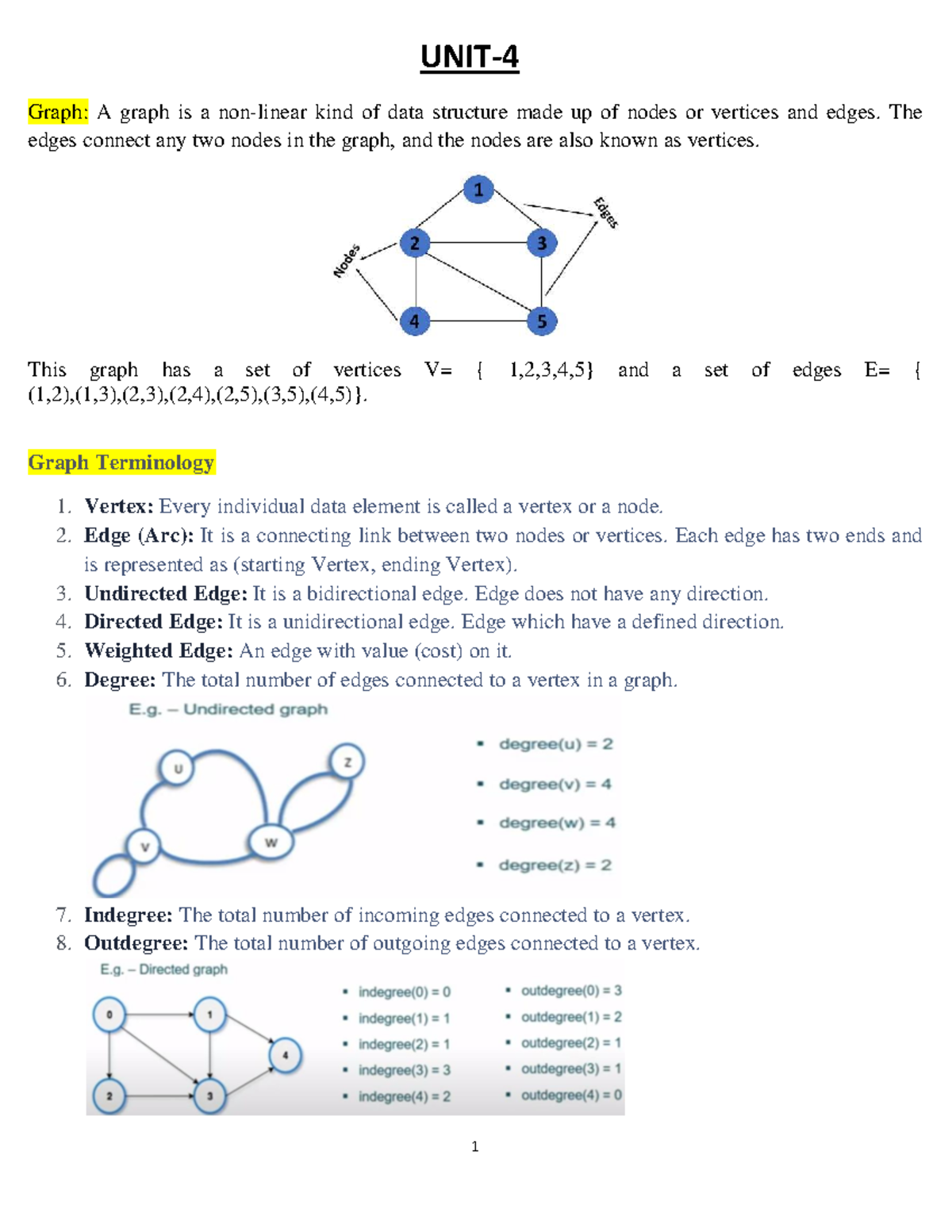 Unit-4: Key Concepts and Terminology in Graph Theory - Studocu